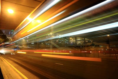 Fast moving bus at night stock photo. Image of cityscape - 13145636