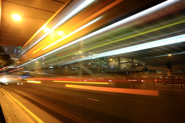 Fast moving bus at night stock photo. Image of cityscape - 13145636