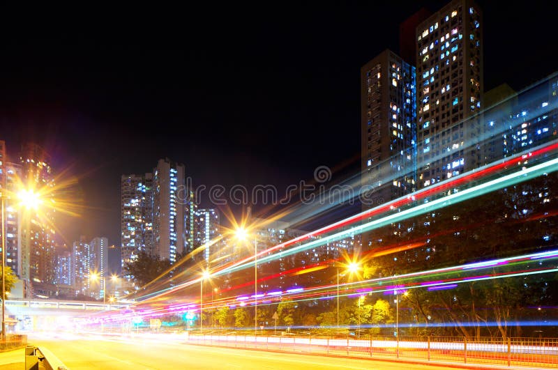 Fast Moving Car Light in City Stock Photo - Image of cityscape ...