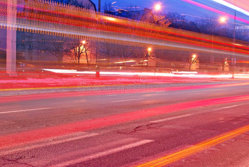 Fast Moving Car Light in City at Night Stock Photo - Image of modern ...