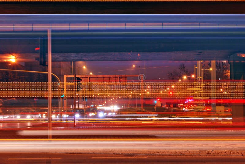 Fast Moving Car Light in City at Night Stock Photo - Image of dusk ...