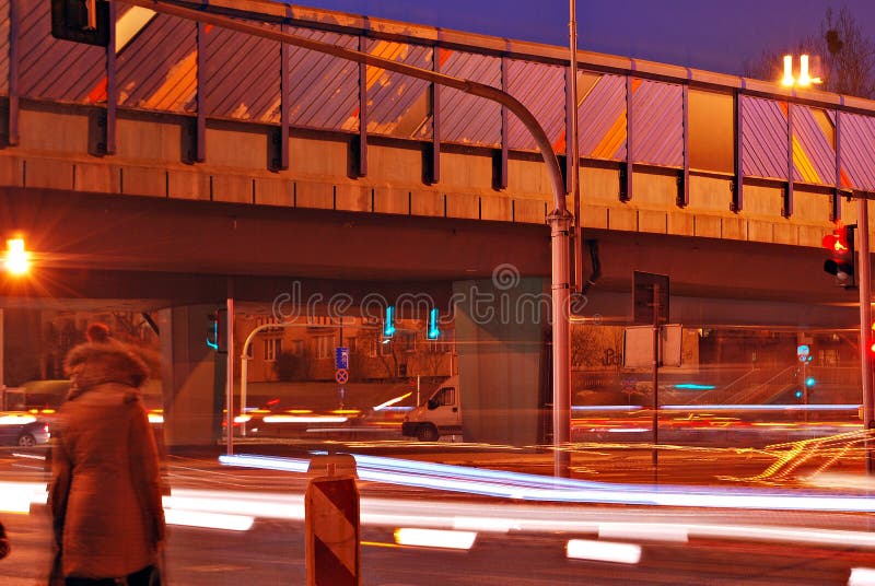 Fast Moving Car Light in City at Night Stock Image - Image of light ...