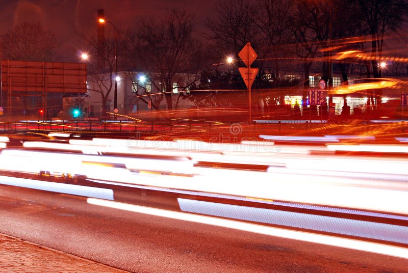 Fast Moving Car Light in City at Night Stock Image - Image of abstract ...