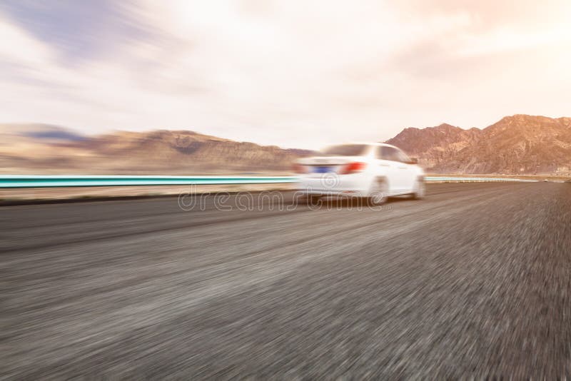 Fast Moving Car on the Road Stock Photo - Image of asphalt, curve ...
