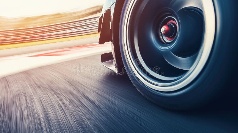Fast Moving Car Wheel on Racetrack, Showcasing Speed and Motion ...