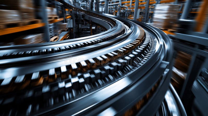 Fast Moving Conveyor Belt in Modern Factory Stock Illustration ...