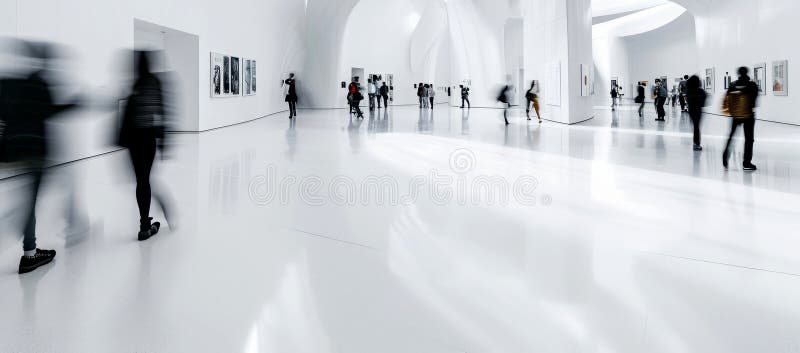 Fast Moving Crowd of People on a Busy Office with Long Exposure ...
