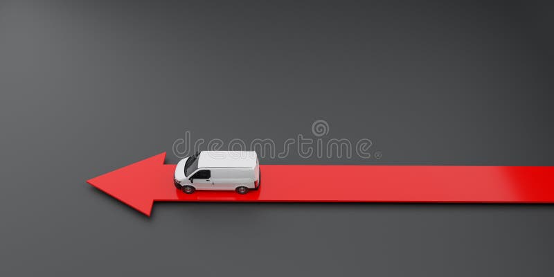 A Fast-moving Delivery Van Over an Arrow. 3d Illustration Stock ...