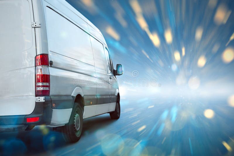 Fast moving delivery van stock image. Image of delivery - 155122231