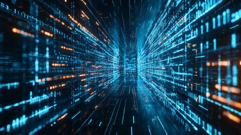 Fast-moving Digital Data Streams in a High-tech Tunnel Stock Image ...