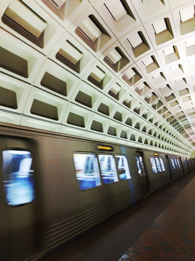 Fast Moving Metro Train Car District of Columbia Subway Editorial ...