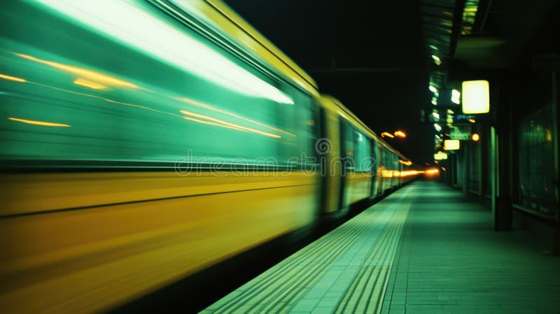 Speeding Train Captured Motion Blur Underground Subway Stock Photos ...