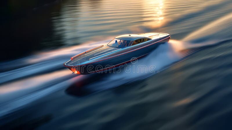 Fast Moving Motor Boat in the Lake or River. Generative AI Stock ...