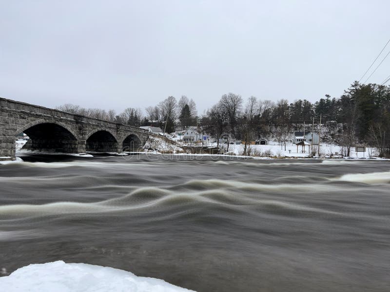 A Fast Moving River in a Winter Scene Stock Photo - Image of river ...