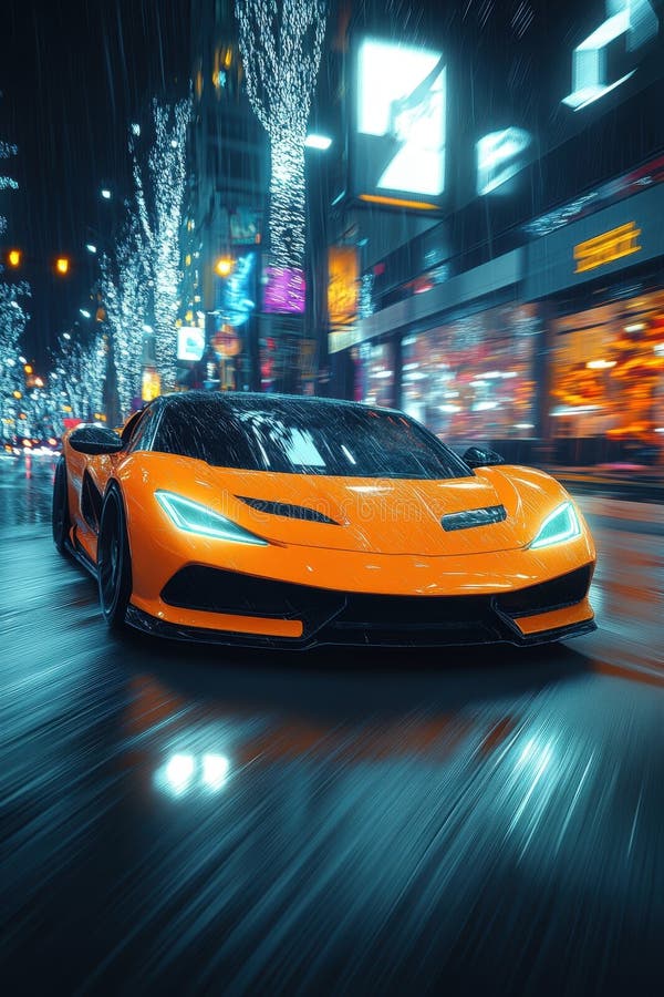 A Fast-moving Sports Car. Sports Car in Motion on the Road Stock Image ...
