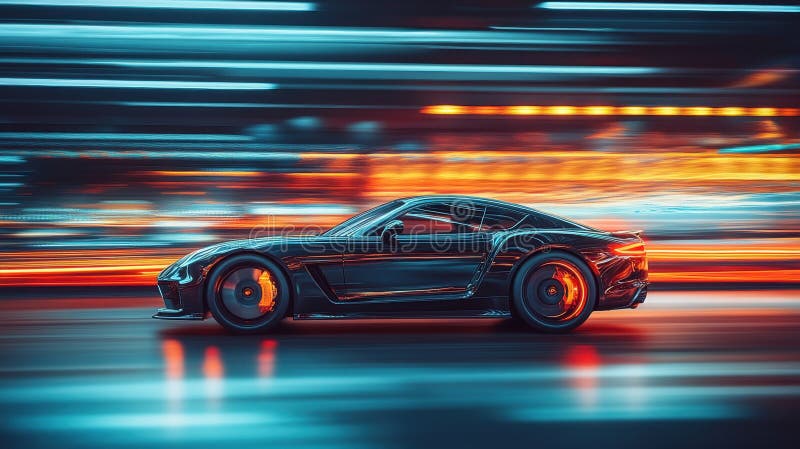 A Fast-moving Sports Car. Sports Car in Motion on the Road Stock Photo ...