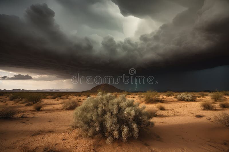 Fast-moving Storm Cloud Creating a Mirage of a Peaceful Oasis in the ...