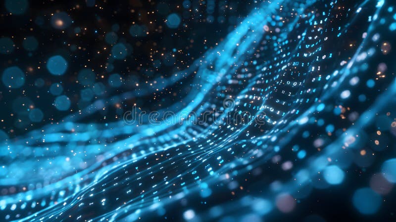 Fast-moving Stream of Glowing Binary Code Stock Illustration ...