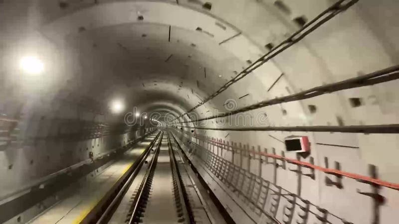 Fast Moving Subway Train Moving Forward. Singapore MRT Train in a ...