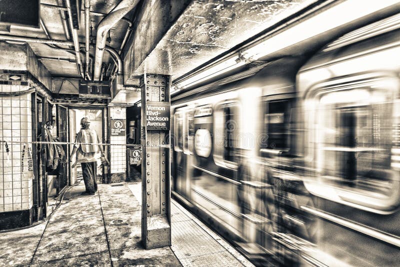 Fast Moving Subway Train in New York Subway Stock Image - Image of ...