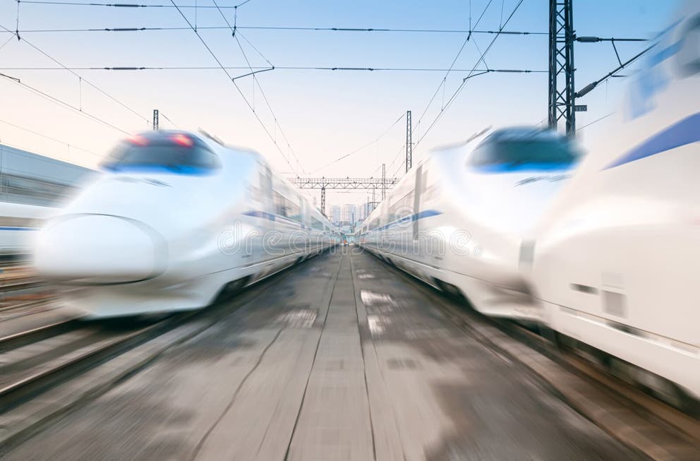 Fast moving train stock photo. Image of perspective - 286959496