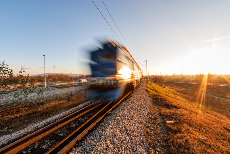 Head on view of fast train stock photo. Image of cloudscape - 21893524