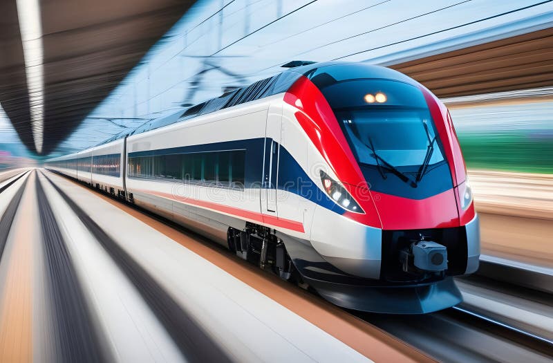 Fast Moving Train. Generative AI Stock Illustration - Illustration of ...