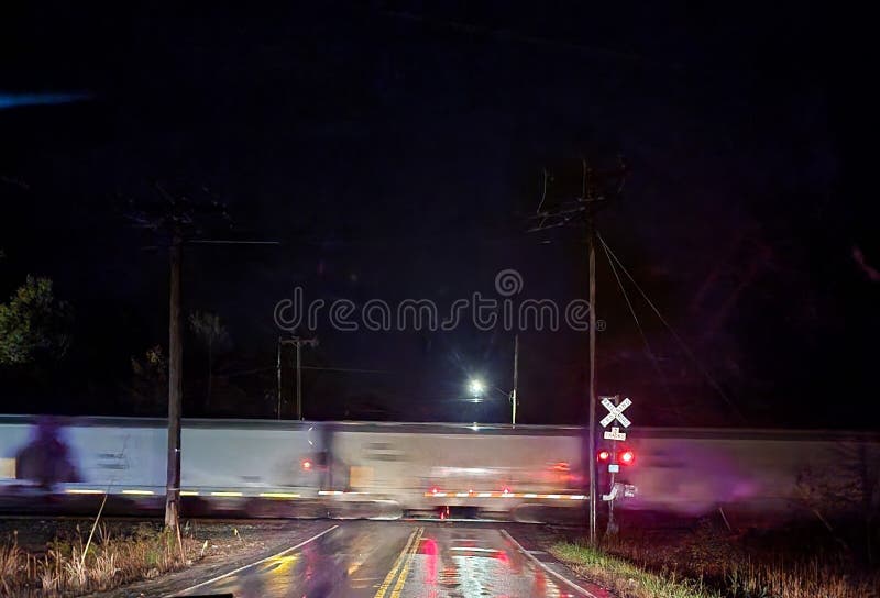 Fast moving train at night stock image. Image of night - 262275757
