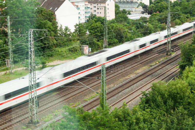 Fast Moving Train with Red Stripe Stock Image - Image of travel ...