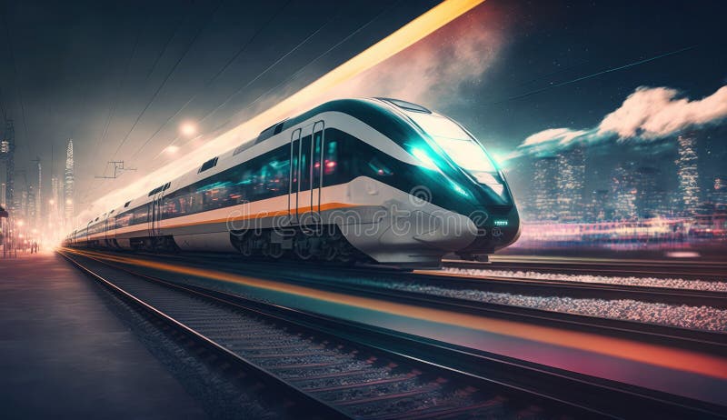 Train in Motion Blur Train in Motion Fast Moving Train Generative AI ...