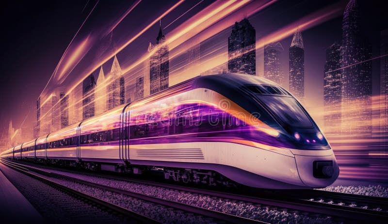 Train in Motion Fast Moving Train Generative AI Stock Illustration ...