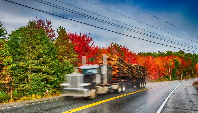 Fast Moving Truck Along Foliage Road Scenery Stock Image - Image of ...