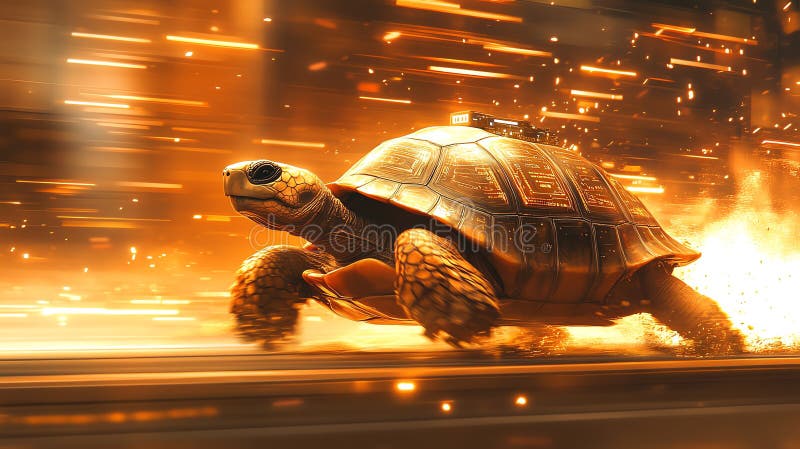A Fast-moving Turtle in a Dynamic, Fiery Environment, Showcasing Speed ...