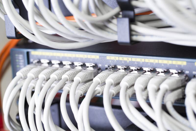 Fast Network Switch in Datacenter Stock Image - Image of yellow, macro ...