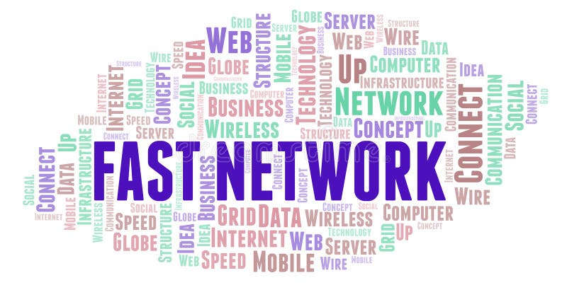 Fast Network word cloud. stock illustration. Illustration of internet ...