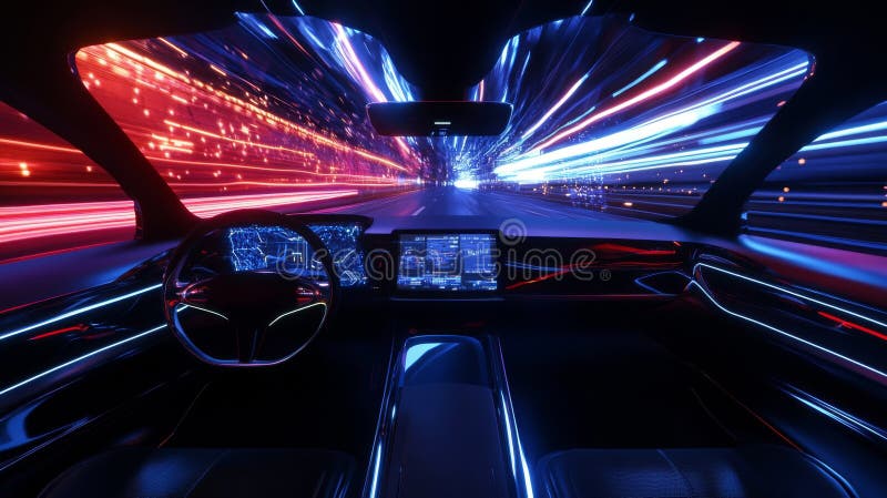 Fast Night Drive.Neon Dreams Stock Illustration - Illustration of seat ...