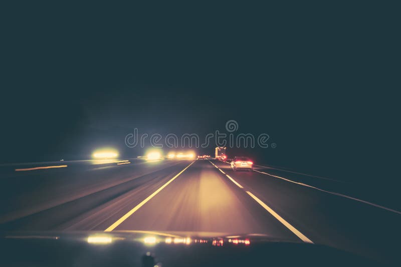 Fast Night Driving on Highway Stock Image - Image of rural, asphalt ...