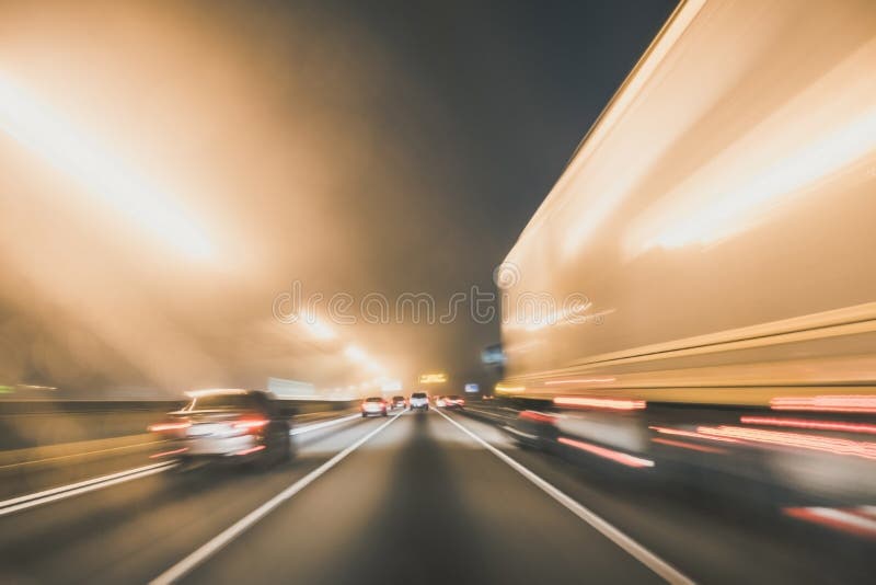 Fast Night Driving on Highway Stock Photo - Image of light, motion ...