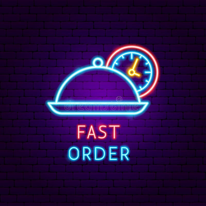 Order Now Neon Sign on a Brick Background. Stock Vector - Illustration ...