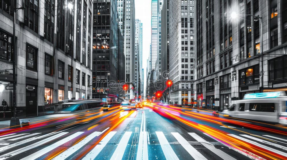 Fast-paced City Movement during Peak Rush Hour Time. Stock Image ...