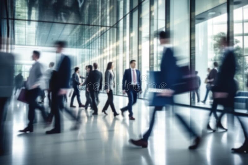 Fast-Paced Crowd of Business People in Office. Created with Generative ...