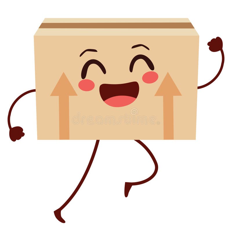 Fast Parcel Box Mascot Character Stock Vector - Illustration of ...