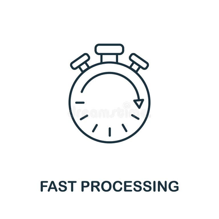 Fast Processing Icon. Line Style Element from Data Organization ...