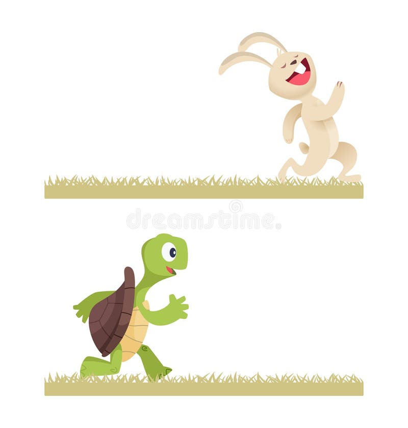 Fast Rabbit. Animals Running Fast Rabbit and Slowly Turtles Funny ...