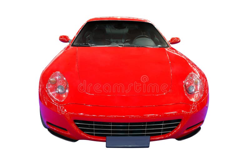 Fast Red Car Front View Isolated Stock Image - Image of fast ...