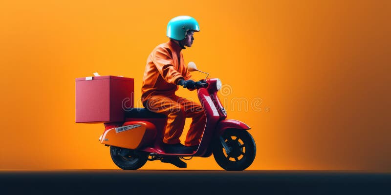 Fast and Reliable Delivery Service Courier on Motorbike with Package ...