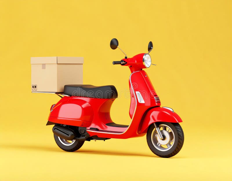 Fast and Reliable Delivery Service: Red Scooter with Package Stock ...