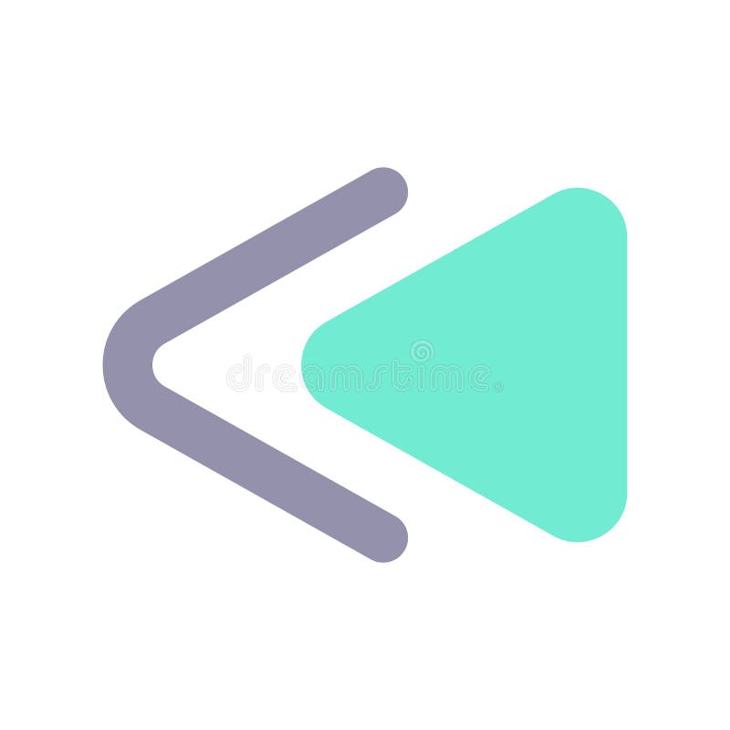 Fast Reverse Button Flat Color Ui Icon Stock Vector - Illustration of ...