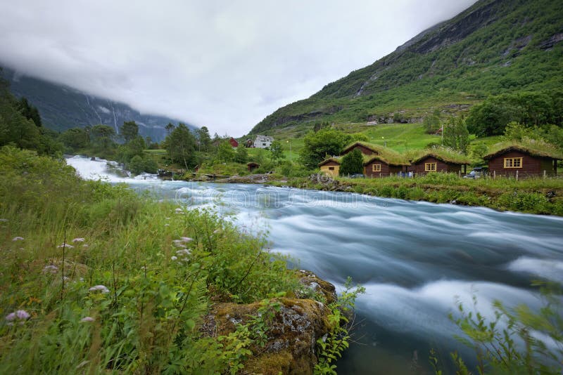 Flam Valley Norway stock image. Image of green, warm, farm - 7945981