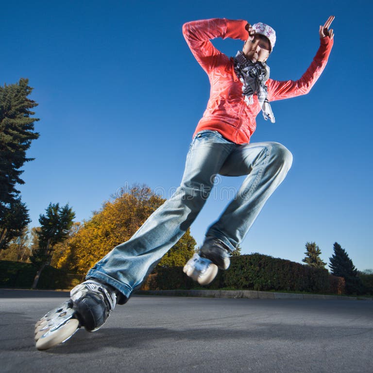 Fast rollerblading stock photo. Image of feat, angle - 16707912